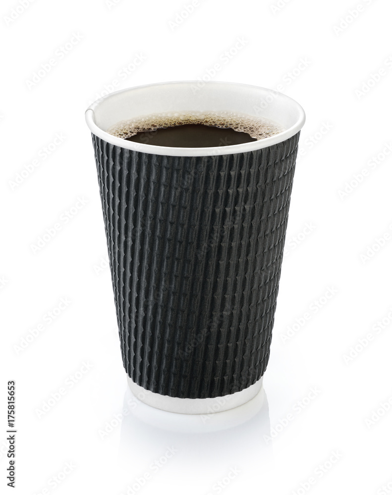 Paper cup with coffee isolated on a white background. With clipping ...