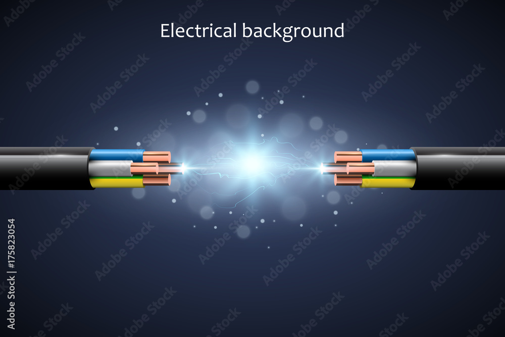 Abstract background with electrical cables, vector illustration Stock ...