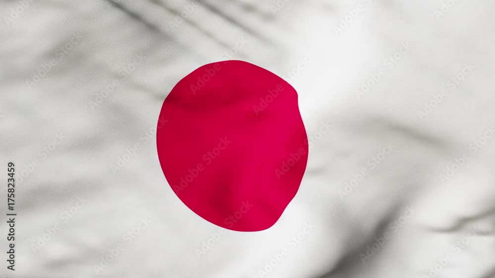The Japan flag waving in the wind. The Japanese flag flaps in the ...