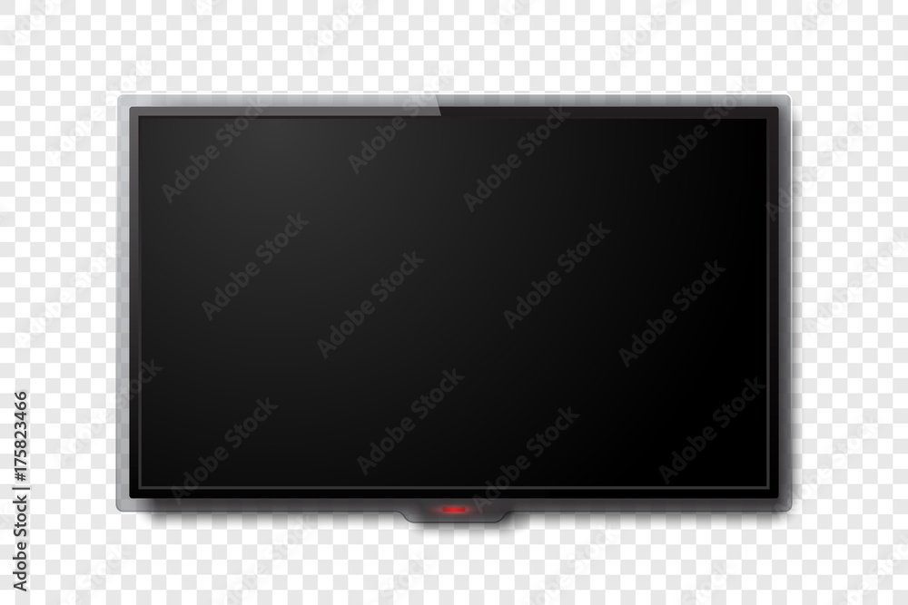 Realistic tv screen with transparent elements and shadow, vector ...