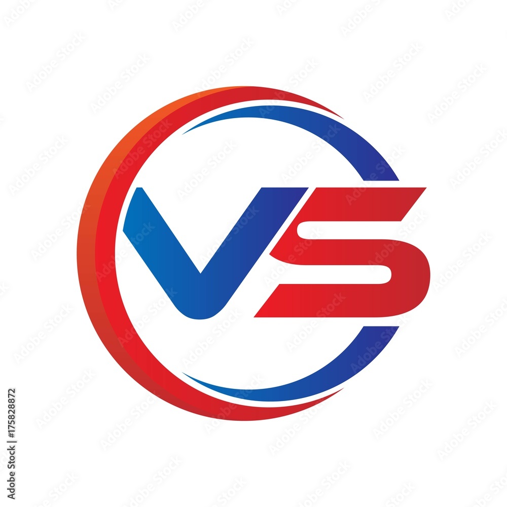 vs logo vector modern initial swoosh circle blue and red Stock Vector ...