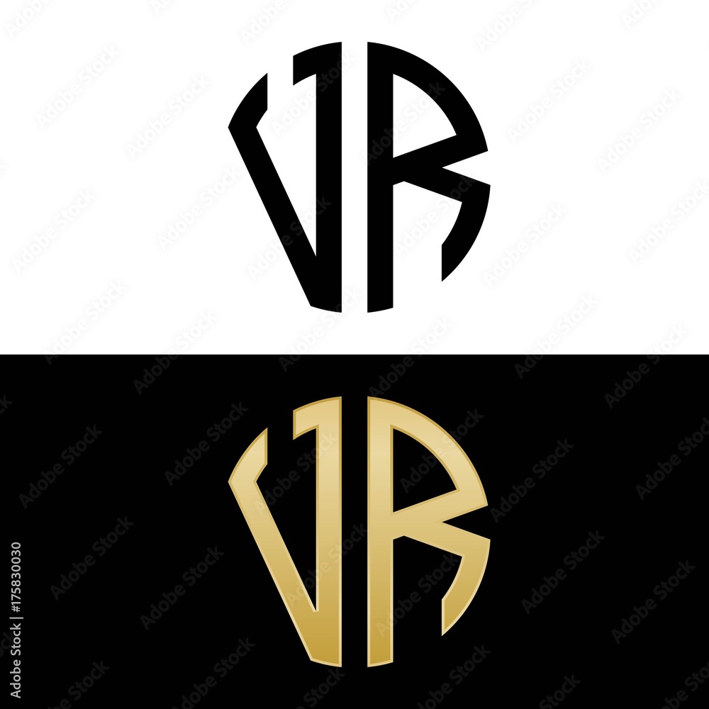 vr initial logo circle shape vector black and gold Stock Vector | Adobe ...