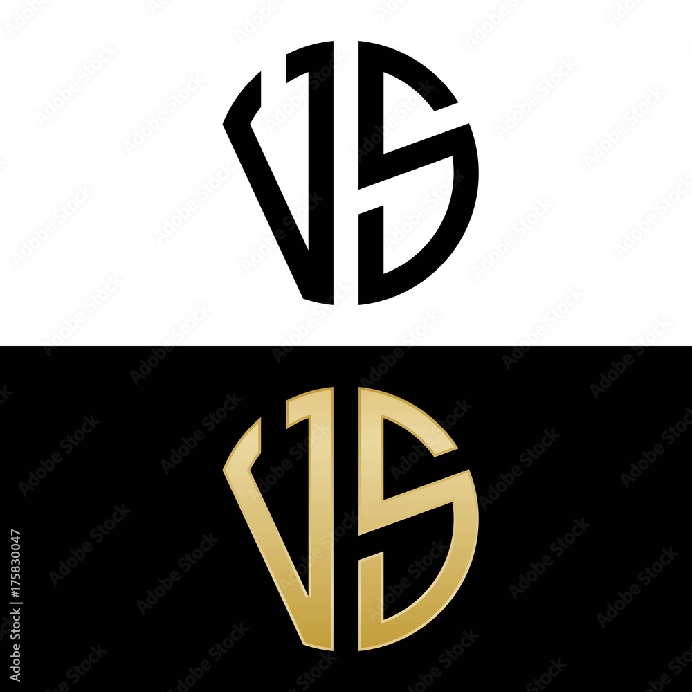 vs initial logo circle shape vector black and gold Stock Vector | Adobe ...