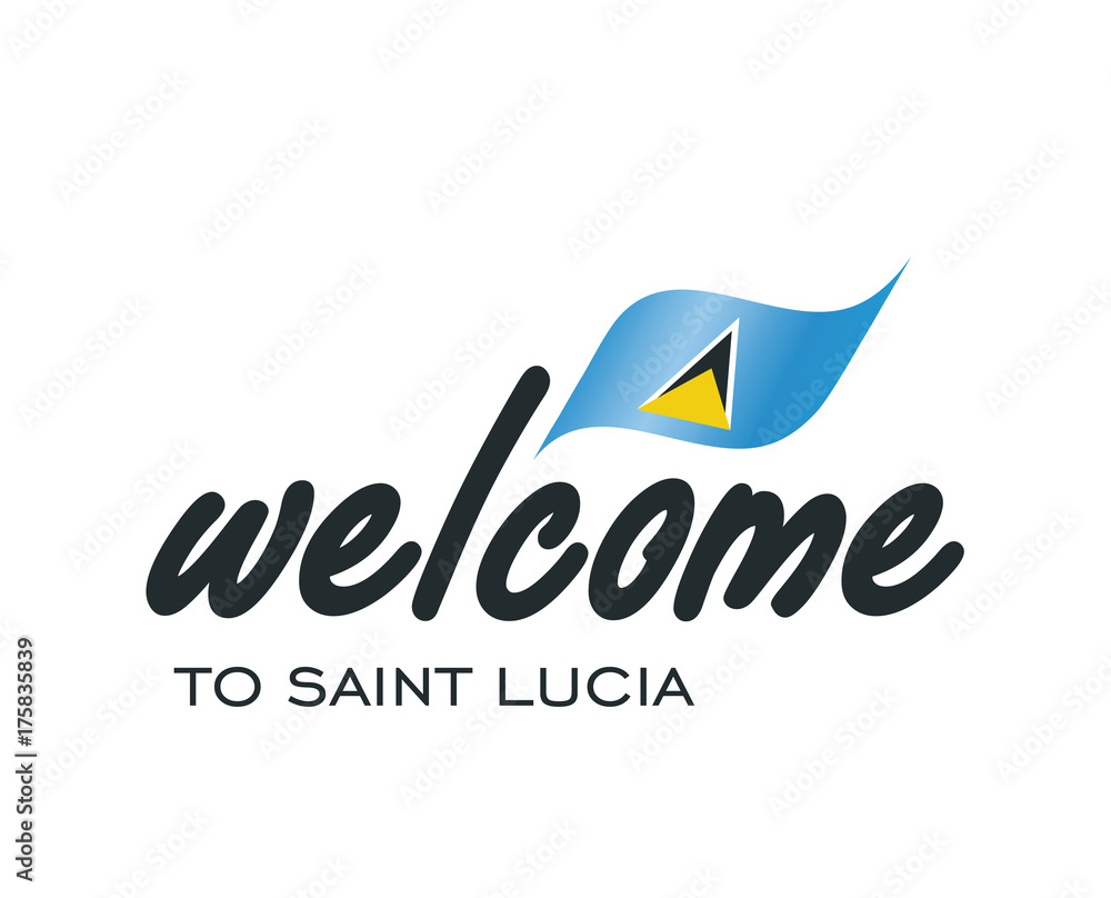 Welcome to Saint Lucia flag sign logo icon Stock Vector | Adobe Stock