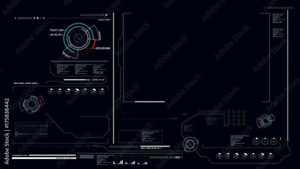 4K Animation User interface with HUD graph bar pi with space for ...