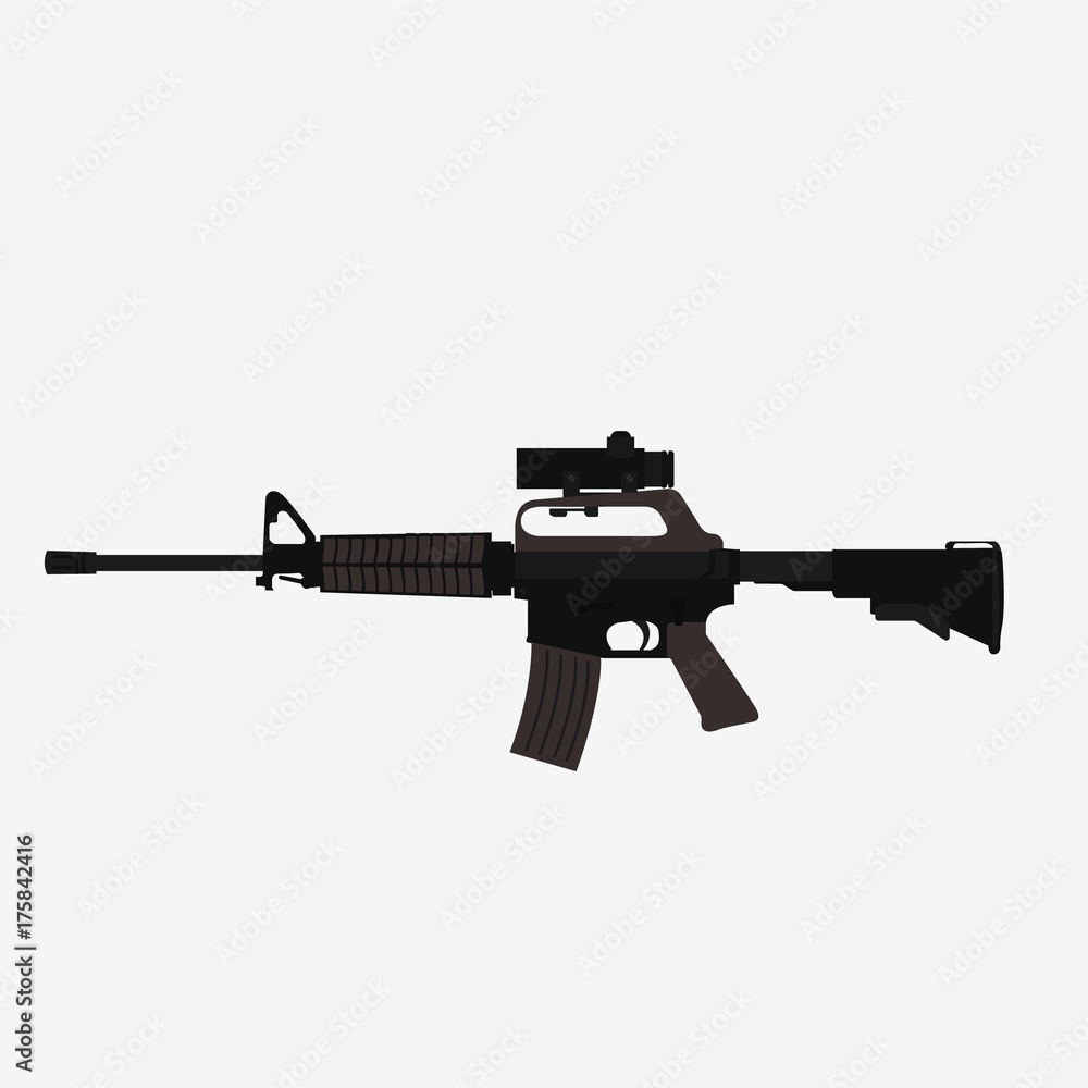 M16 icon. Machine gun black silhouette. Stock Vector | Adobe Stock