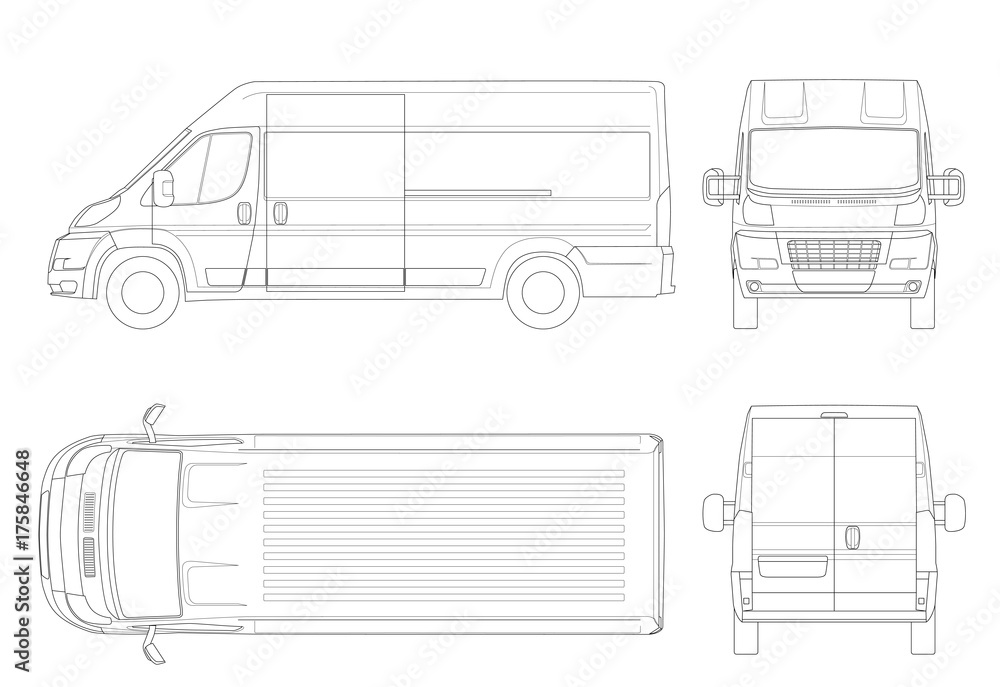 Commercial vehicle or Logistic car outline. Cargo minivan isolated on ...