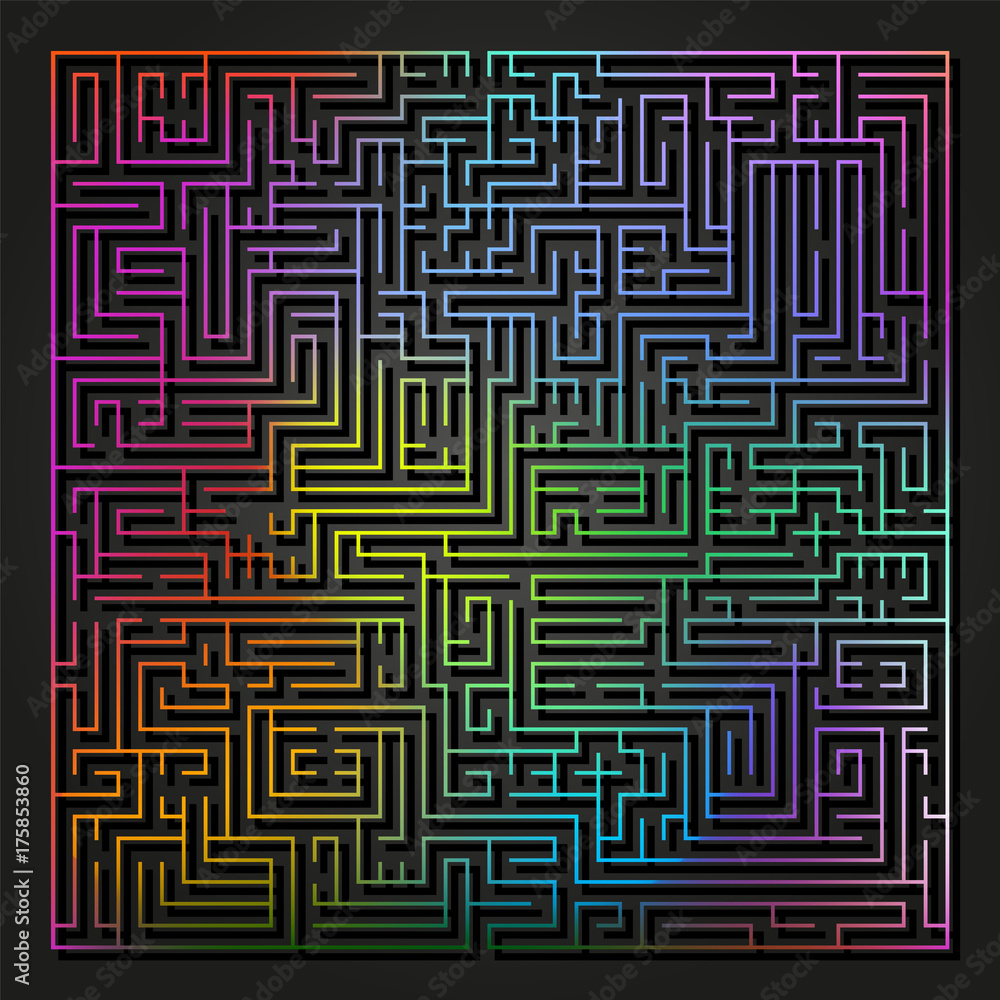 Colorful complex maze puzzle game (high level of difficulty). Labyrinth ...