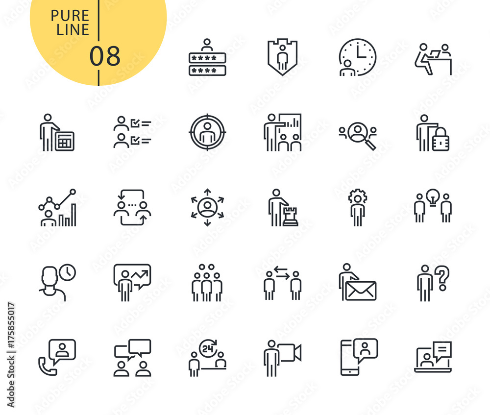 Set of icons for business management. Modern outline web icons ...