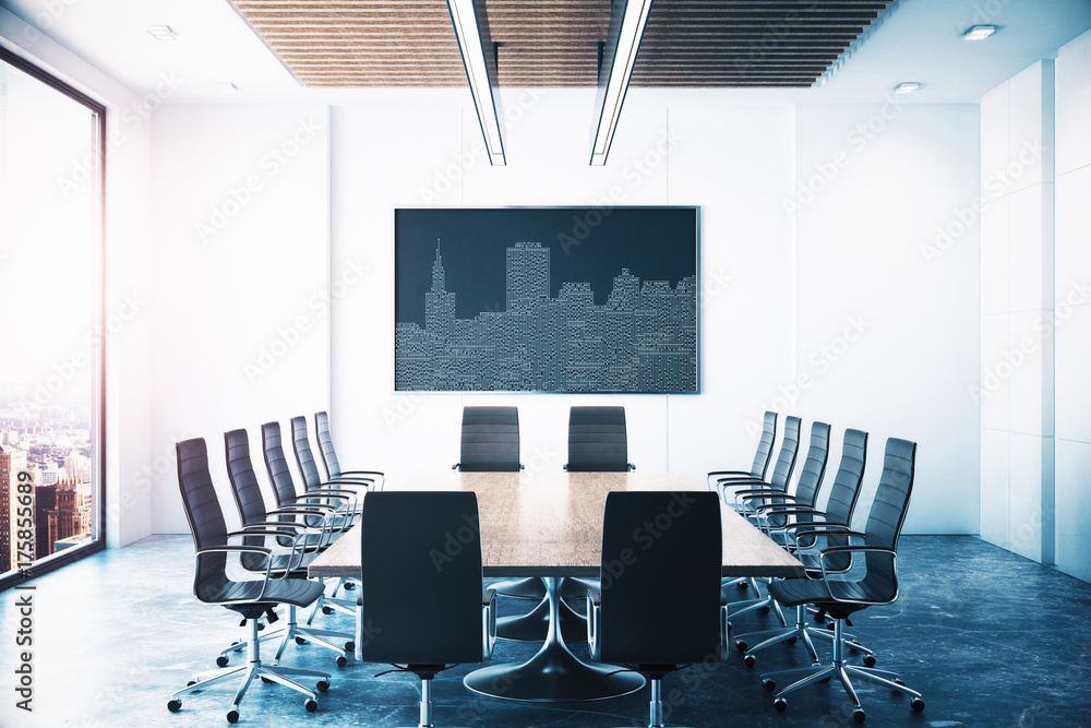 Meeting room with circuit city image Stock Photo | Adobe Stock