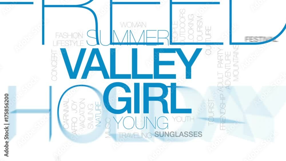 Valley girl animated word cloud, text design animation. Kinetic ...