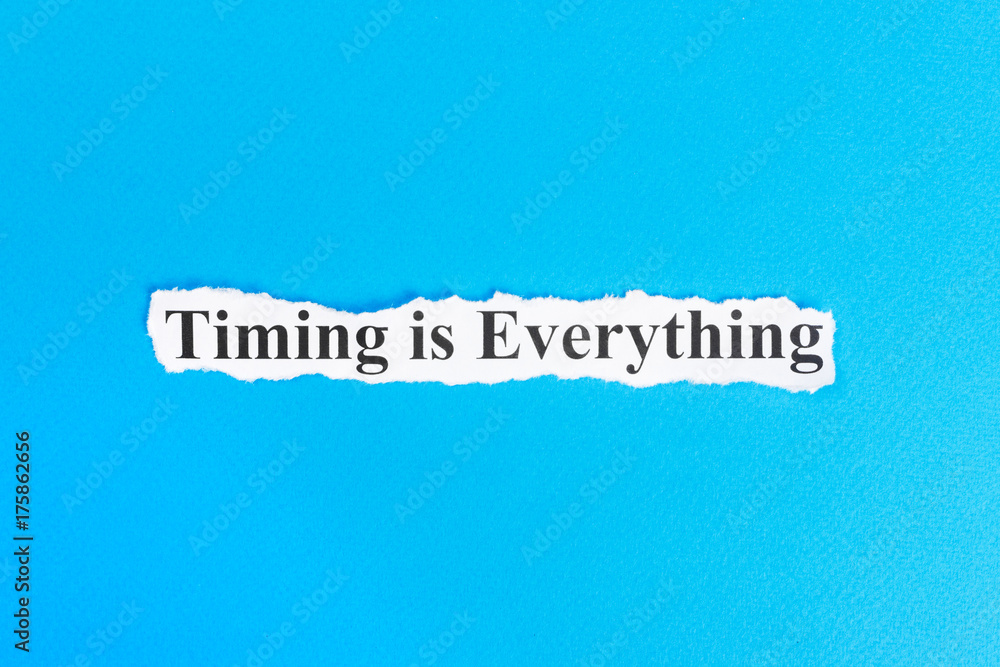 Timing is Everything text on paper. Word Timing is Everything on torn ...