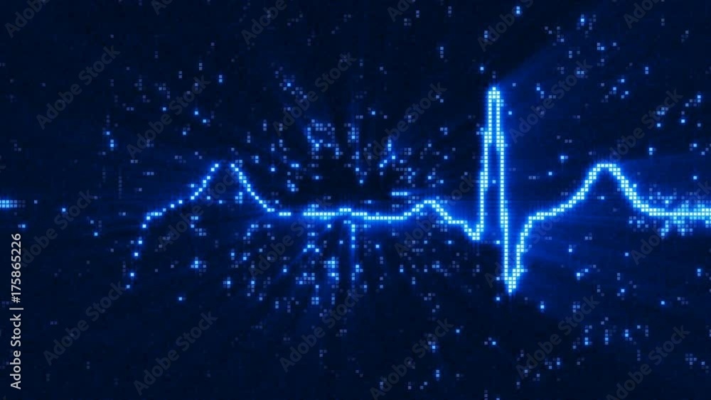 Blue EKG electrocardiogram waveform on monitor. Abstract health care ...