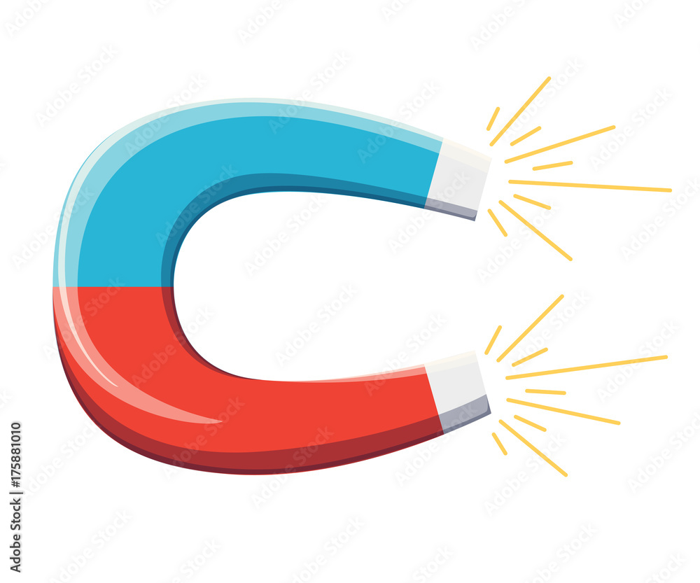 Magnet with magnetic power icon vector illustration, flat cartoon ...