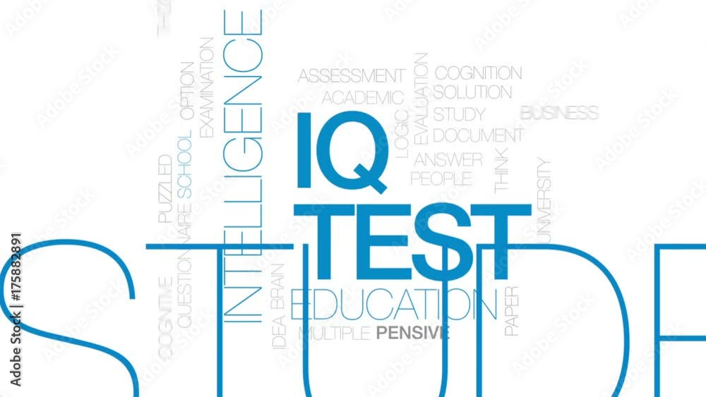 IQ test animated word cloud, text design animation. Kinetic typography ...