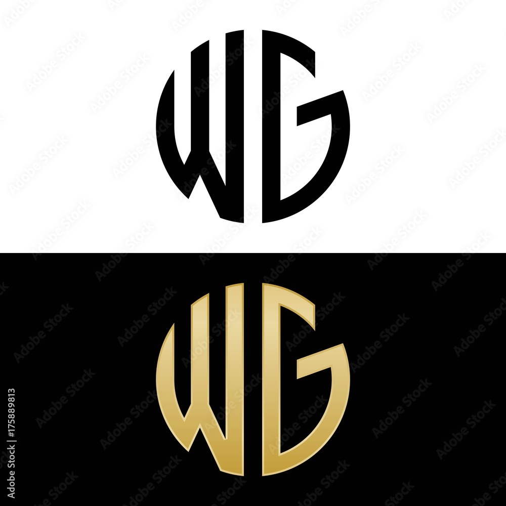 wg initial logo circle shape vector black and gold Stock Vector | Adobe ...
