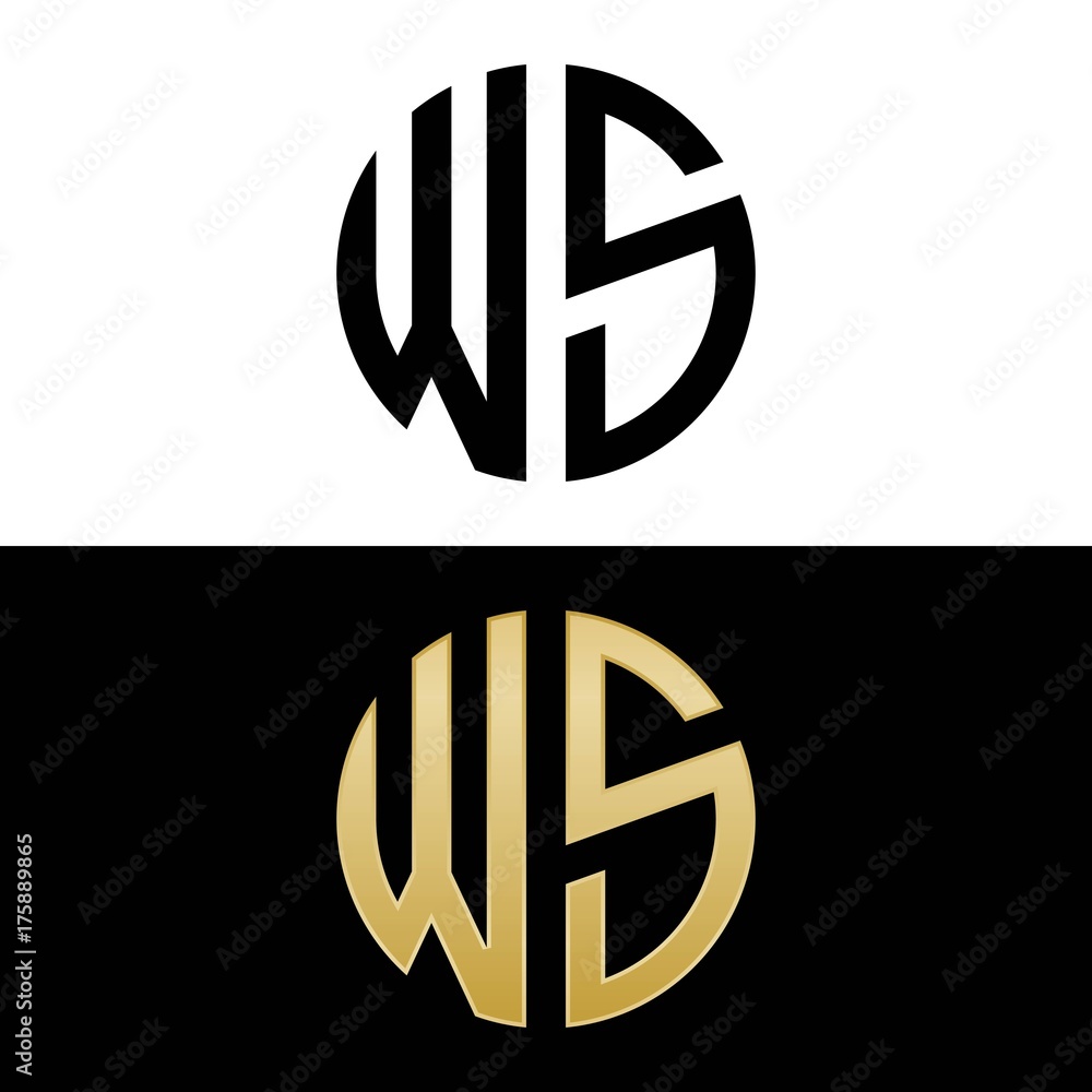 ws initial logo circle shape vector black and gold Stock Vector | Adobe ...