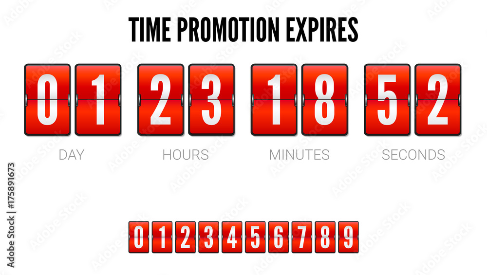 Promotions expires, analog flip clock timer. Template of flip countdown ...