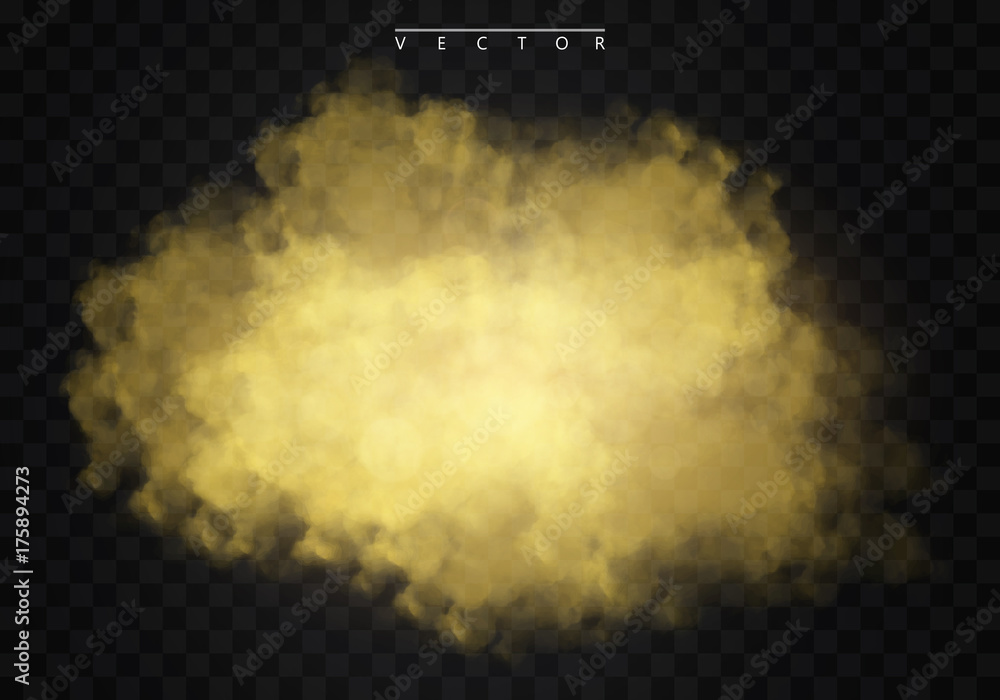 Golden fog or smoke isolated on a transparent background special effect ...