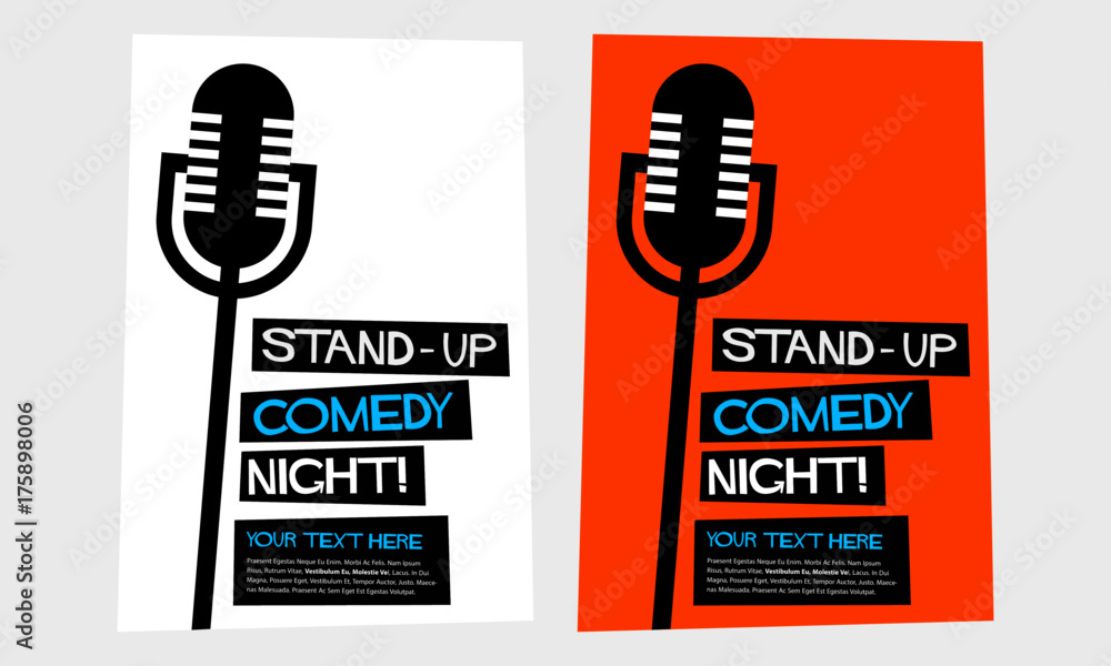 Stand Up Comedy Night! (Flat Style Vector Illustration Performance Show ...