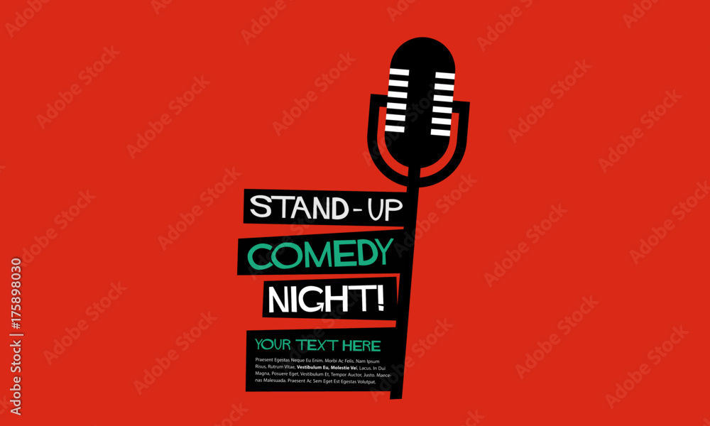 Stand Up Comedy Night! (Flat Style Vector Illustration Performance Show ...