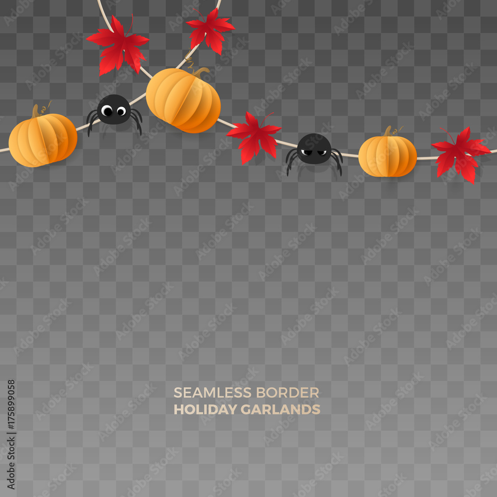 Vector horizontally seamless border with paper party banners of ...