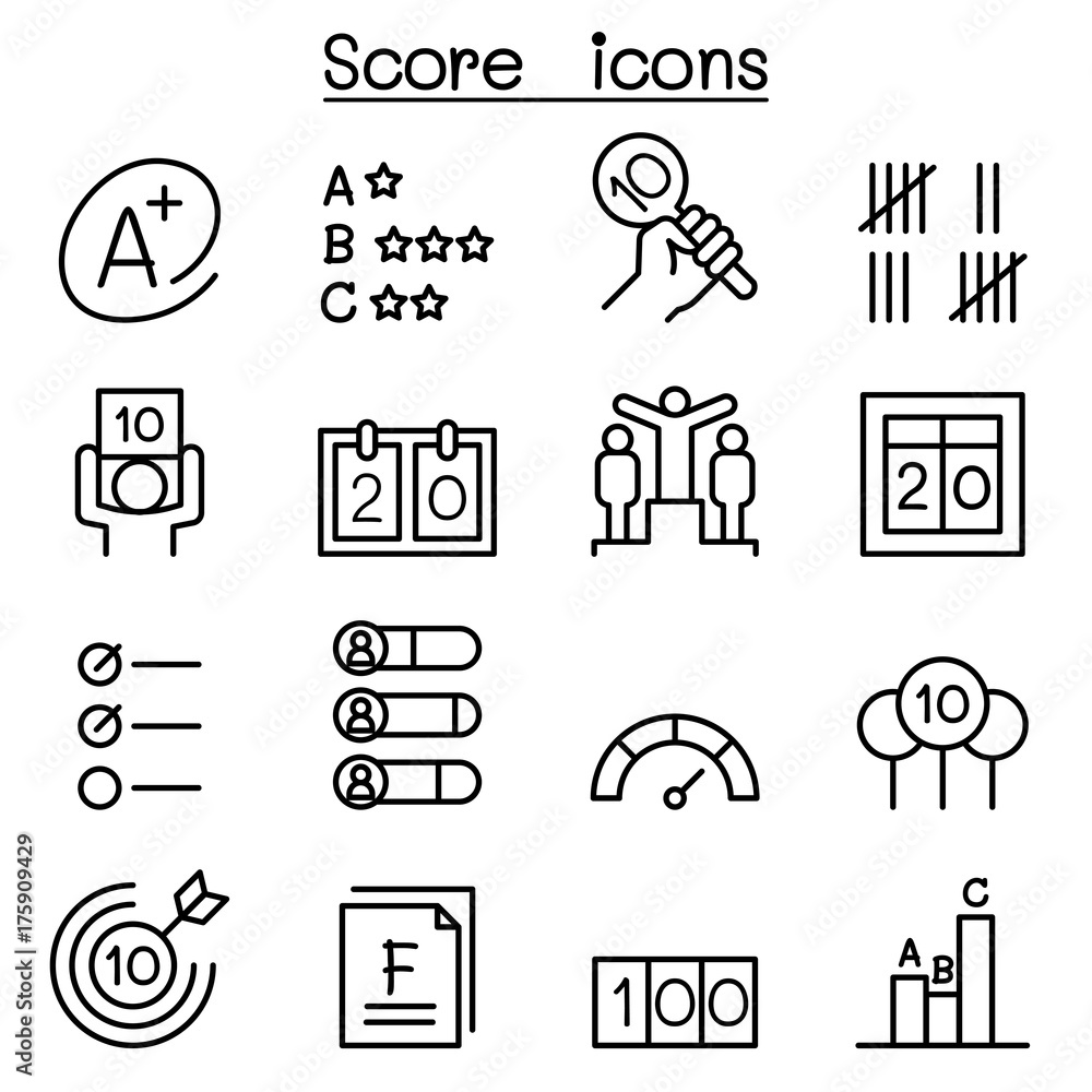 Score icon set in thin line style Stock Vector | Adobe Stock