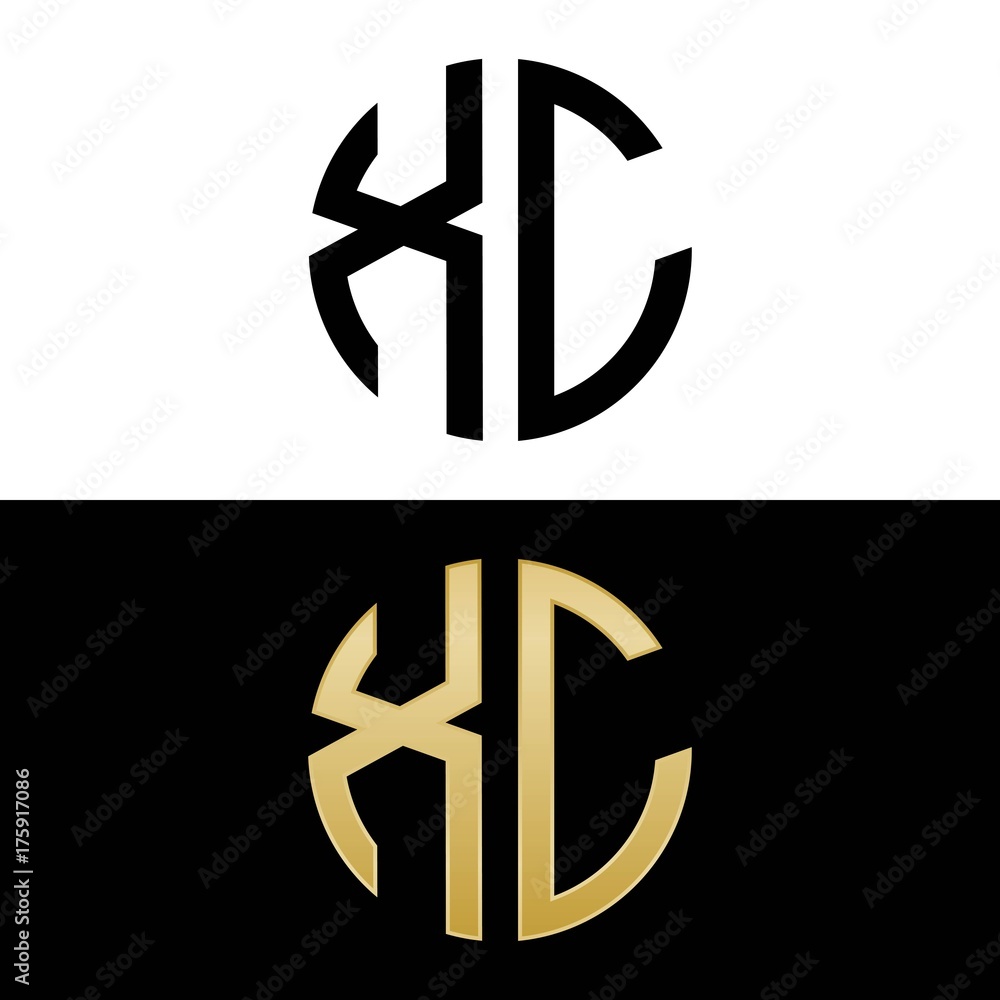 xc initial logo circle shape vector black and gold Stock Vector | Adobe ...