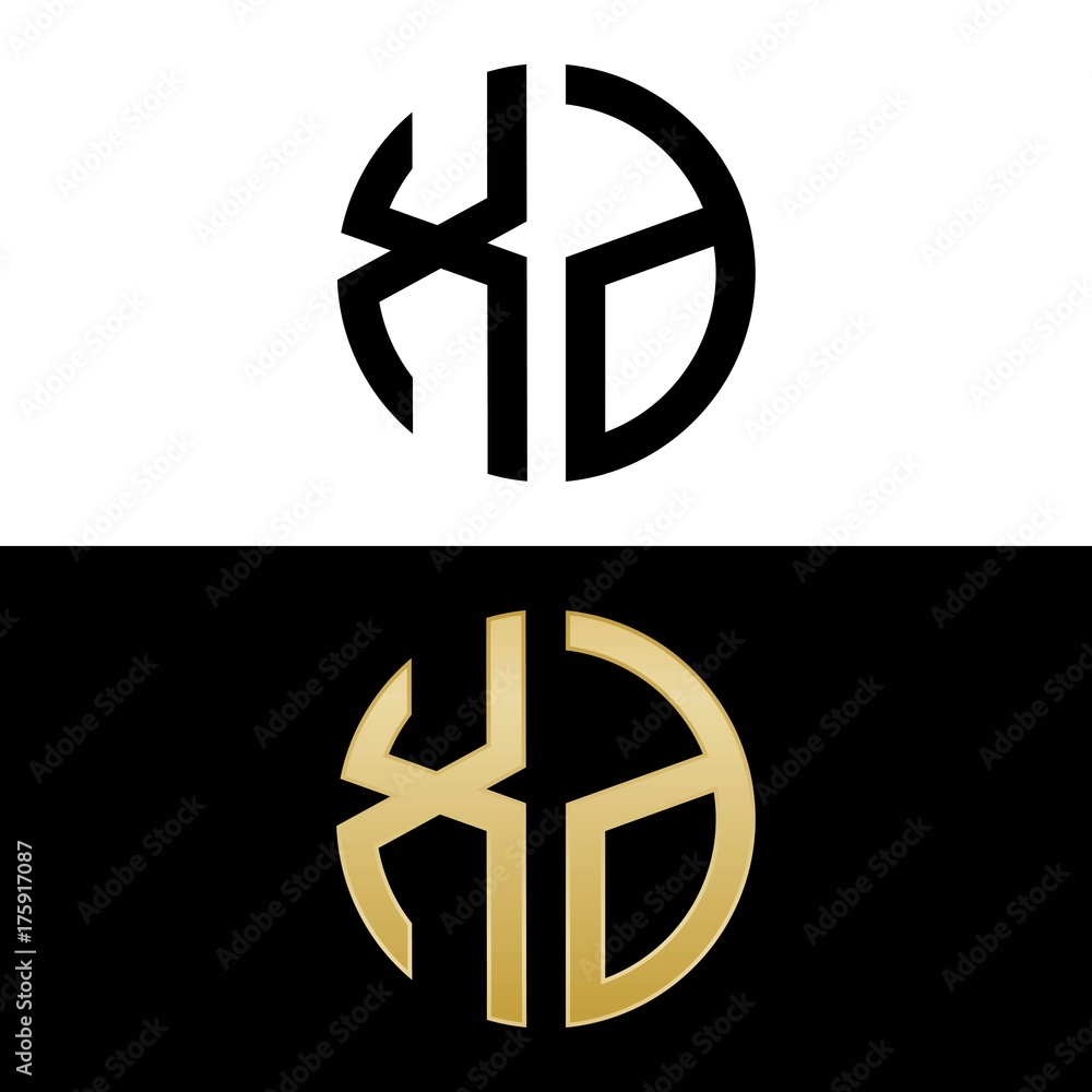 xd initial logo circle shape vector black and gold Stock Vector | Adobe ...