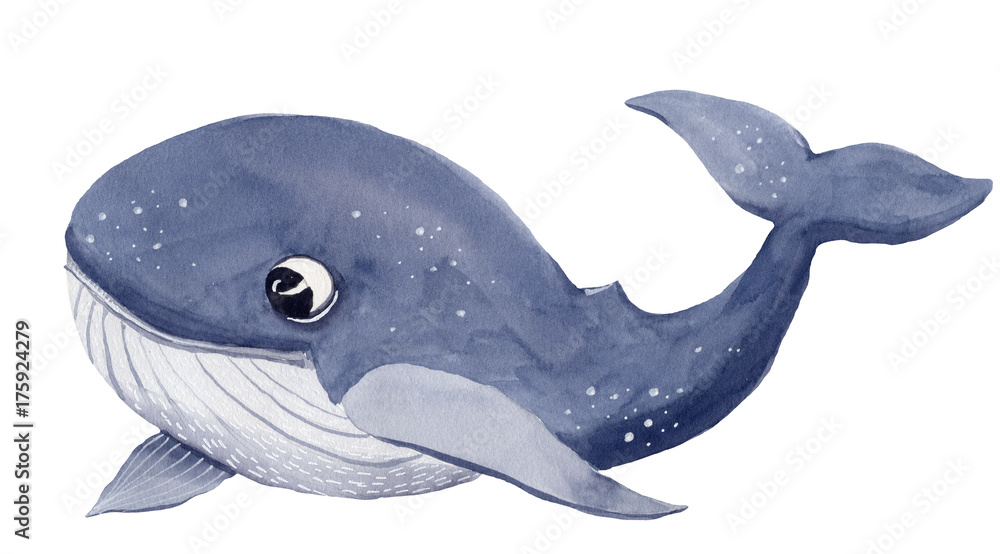 Watercolor christmas whale cartoon illustration Stock Illustration ...