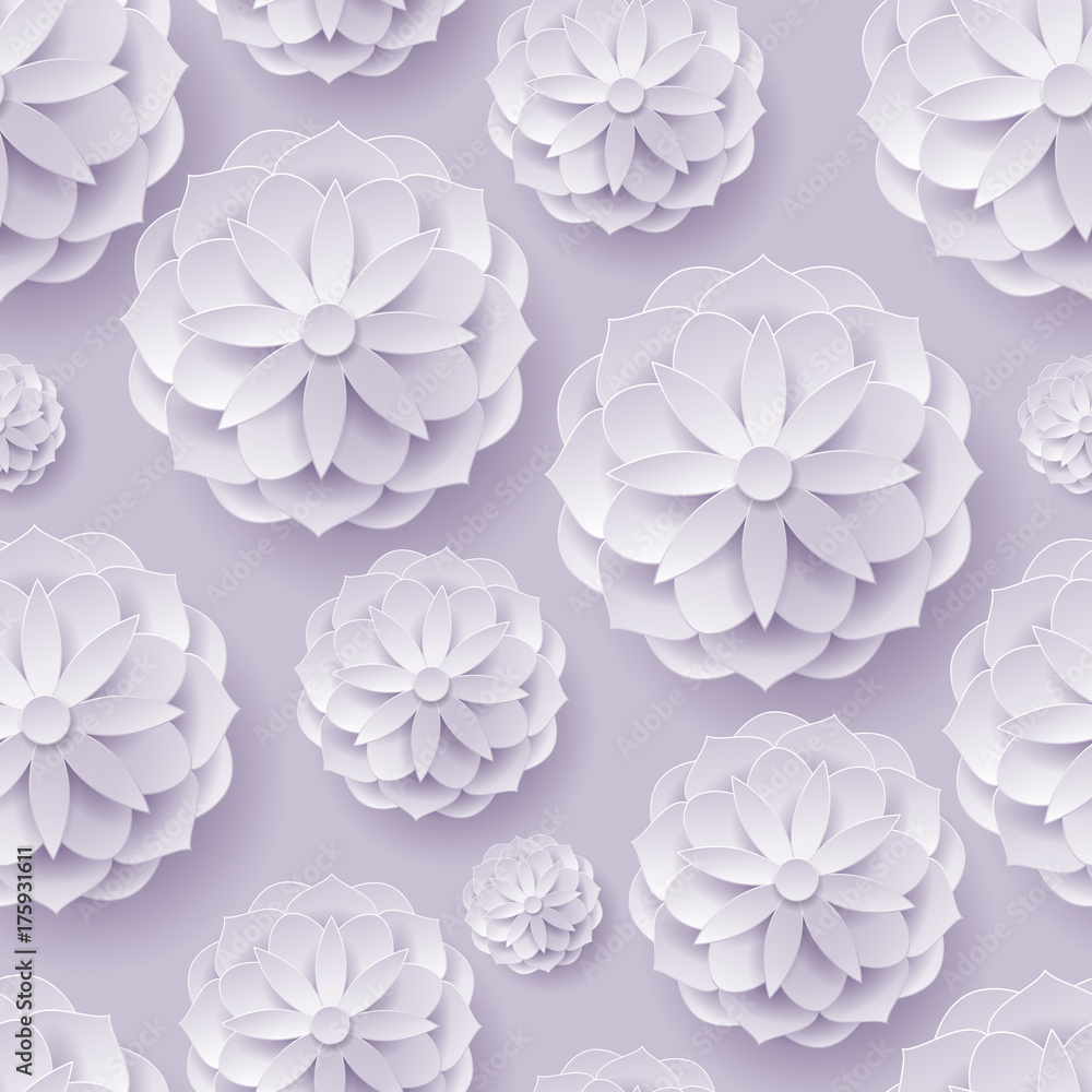 Paper volume flowers background seamless. Paper volume flowers on a ...