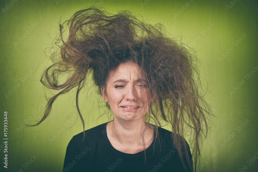 angry woman with a strange hair style Stock Photo | Adobe Stock
