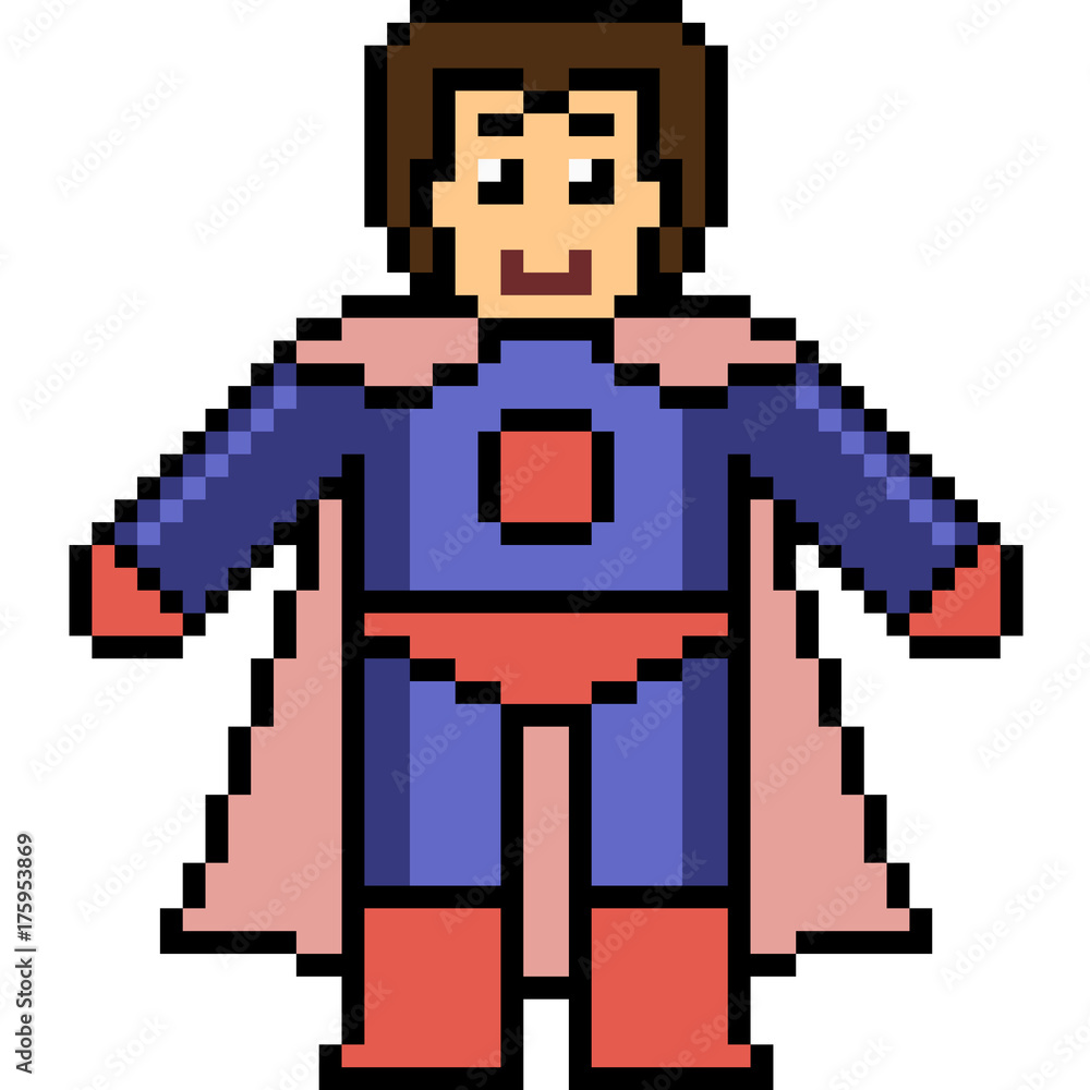 vector pixel art superhero Stock Vector | Adobe Stock