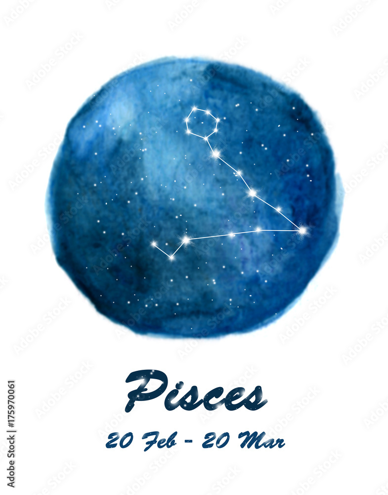 Pisces constellation icon of zodiac sign Pisces in cosmic stars space ...