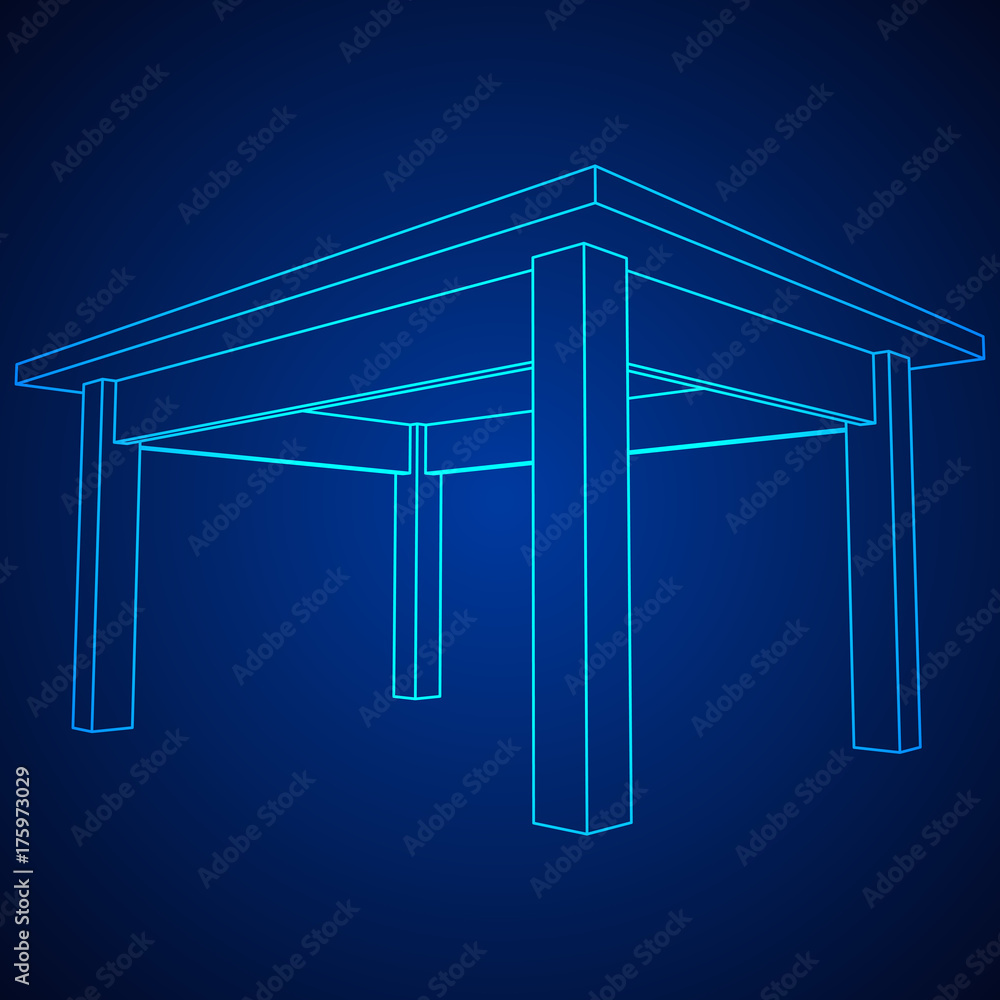 Table furniture wireframe blueprint. Linear outline pedestal vector ...