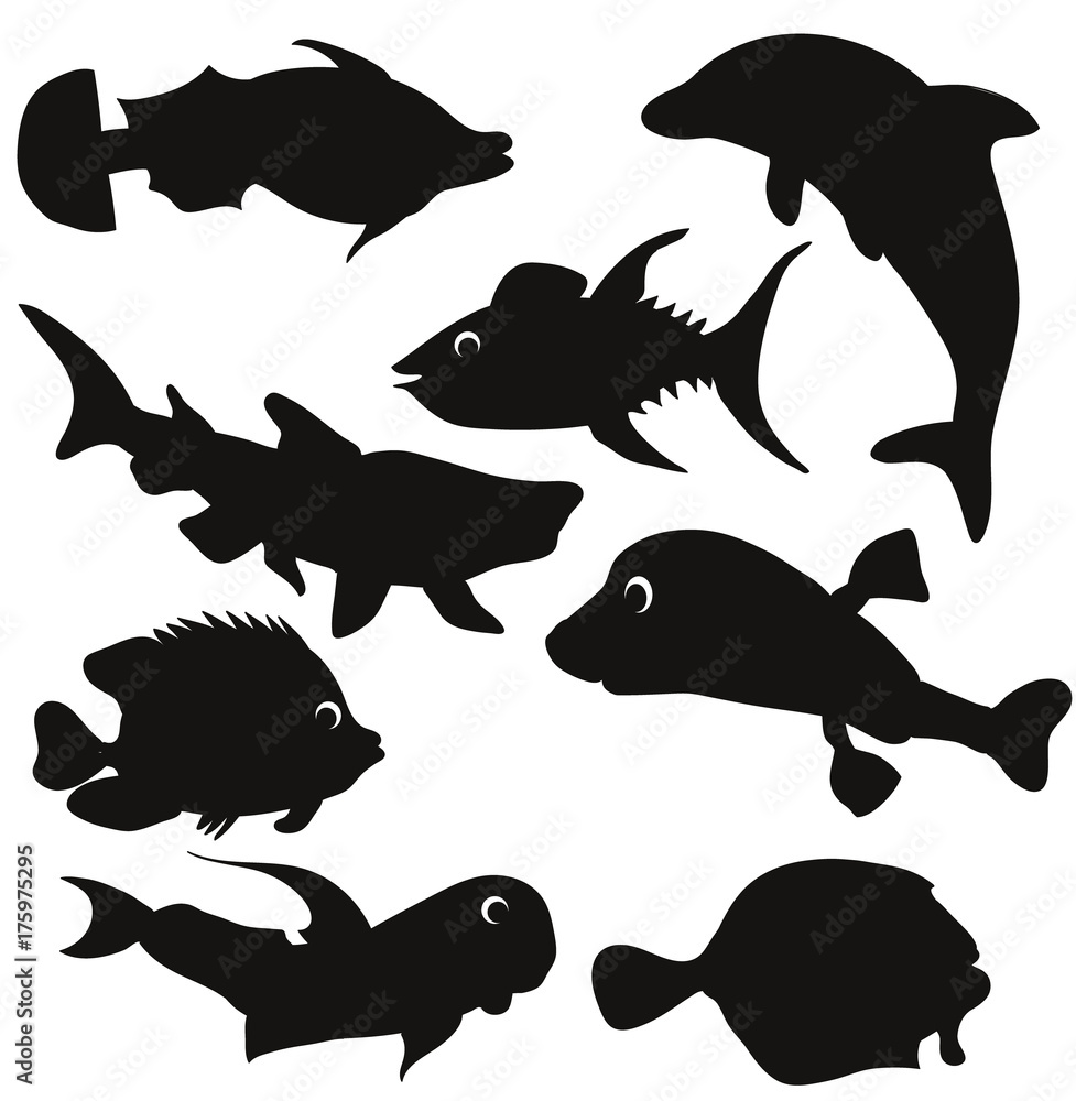 silhouette of fish collection Stock Vector | Adobe Stock