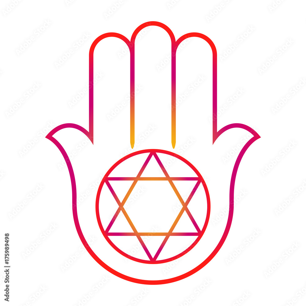 Ornate Hamsa with the seal of Solomon. Arabic and Jewish amulet. Vector ...