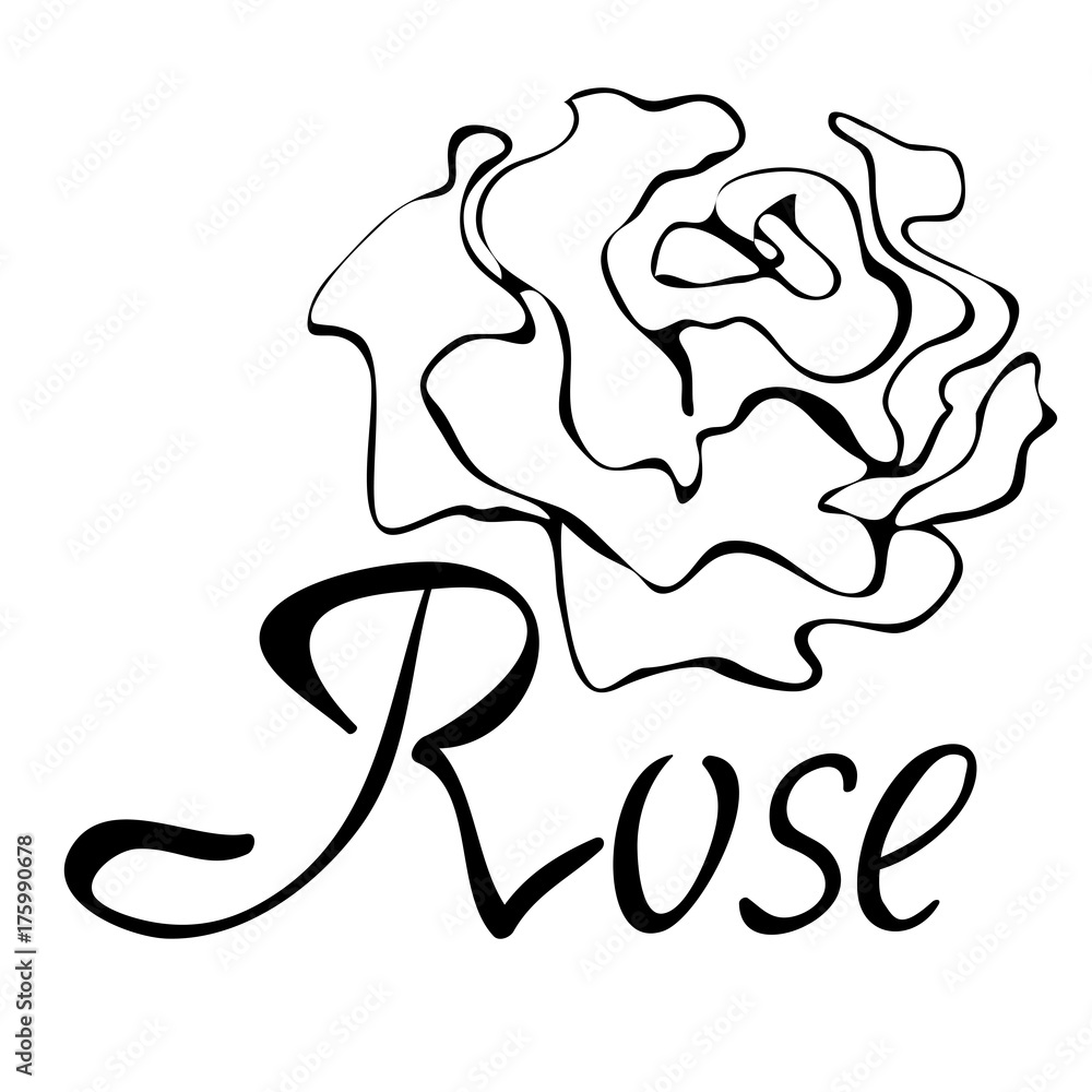 Vector outline logo with rose Stock Vector | Adobe Stock