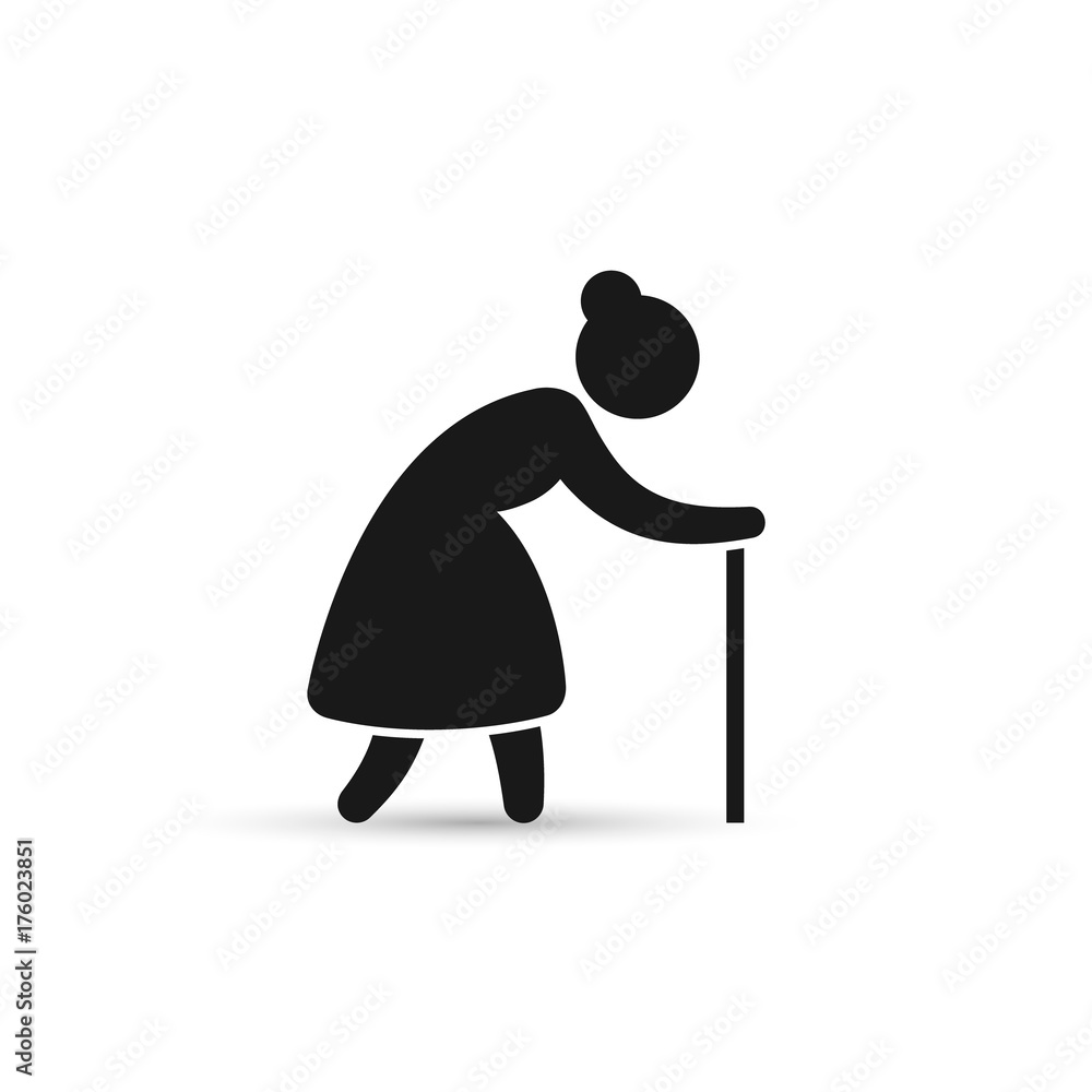 Old Woman Icon. Grandmother silhouette vector icon Stock Vector | Adobe ...