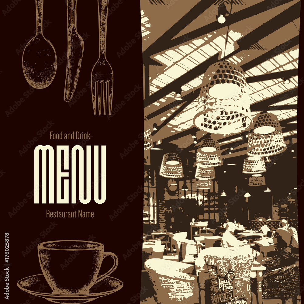 Restaurant menu design. Vector menu brochure template for cafe, coffee ...