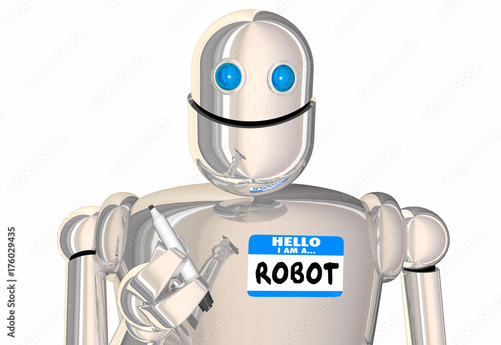 Robot Hello Name Tag Android Artificial Intelligence AI Bot 3d ...