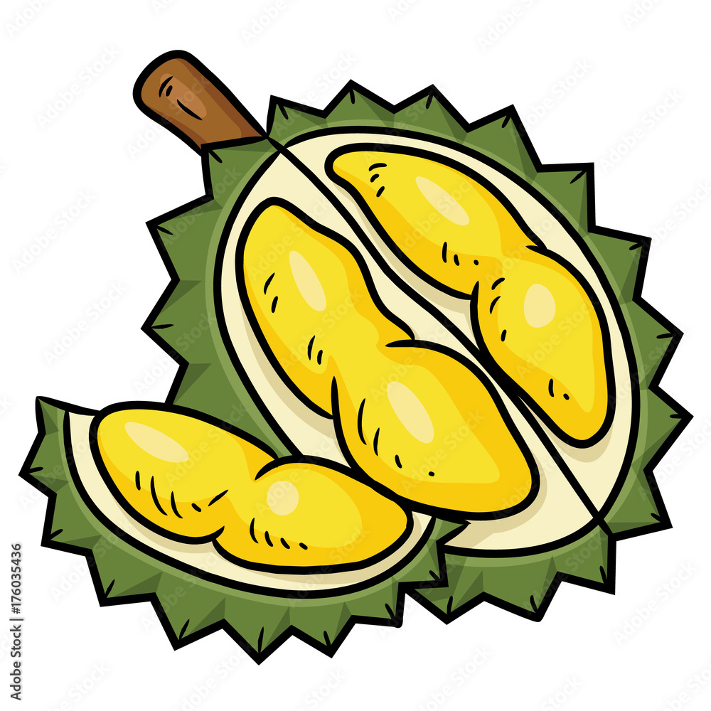 Durian Cartoon Illustration of cute cartoon durian. Stock Vector ...