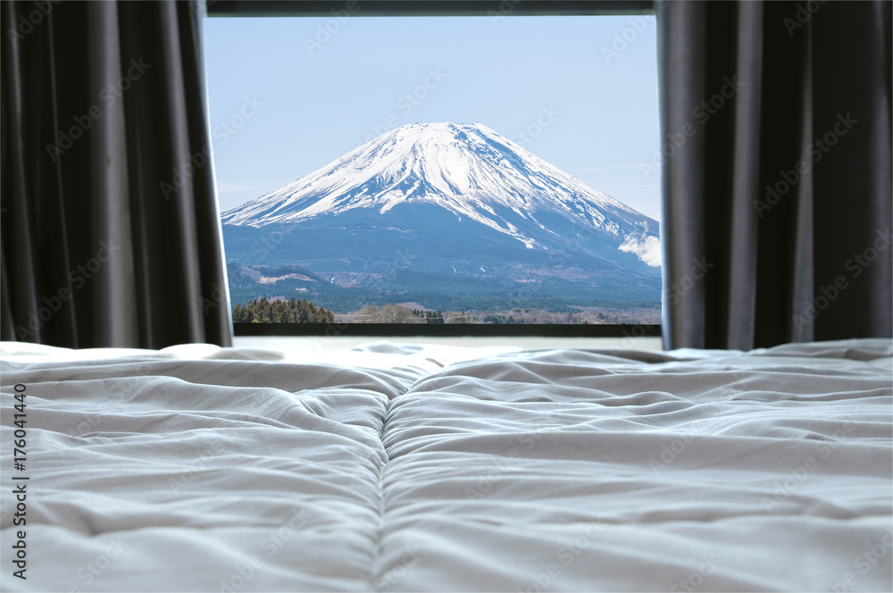 Fuji mountain view from hotel window.Japan Stock Photo | Adobe Stock