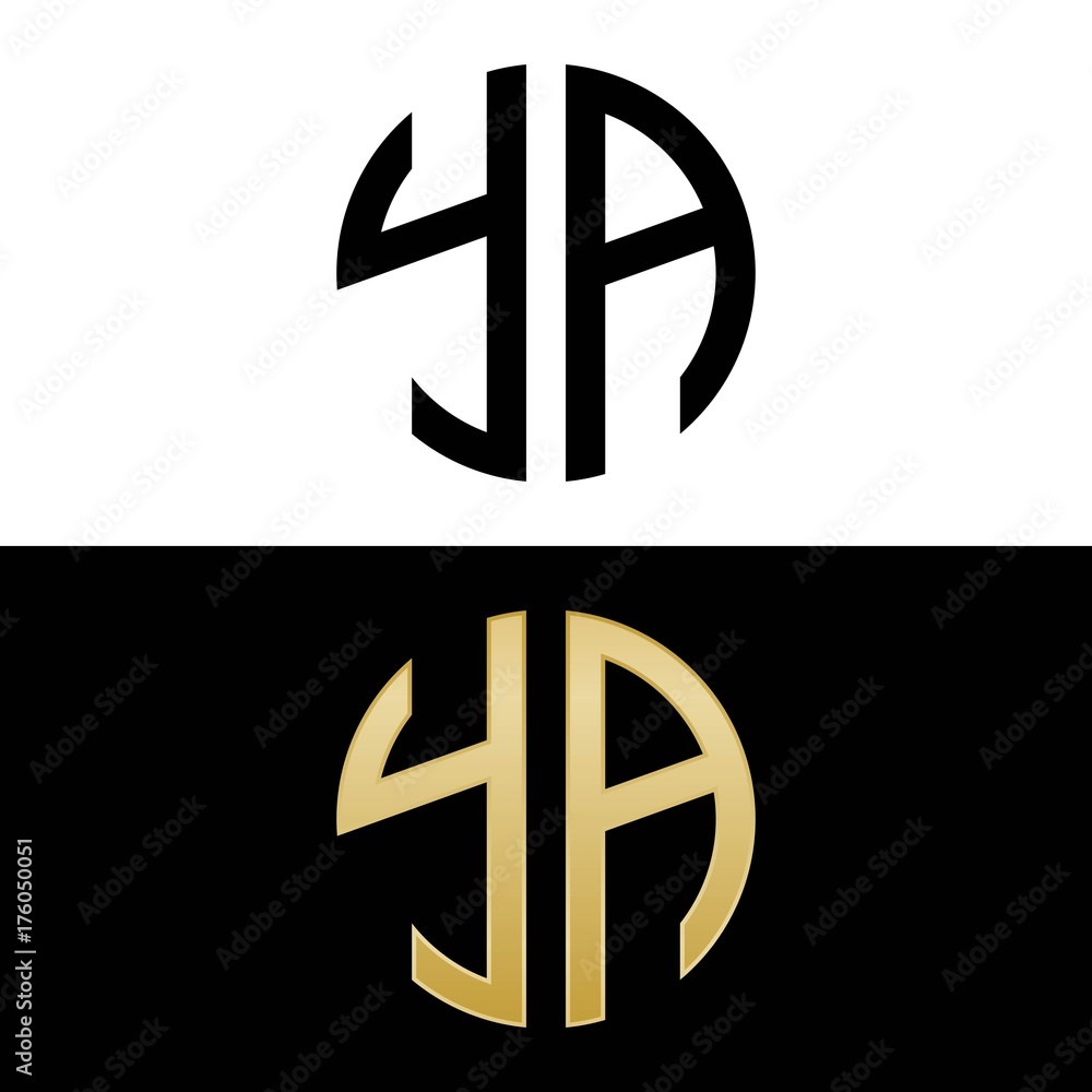 ya initial logo circle shape vector black and gold Stock-Vektorgrafik ...