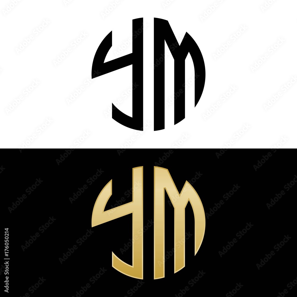 ym initial logo circle shape vector black and gold Stock Vector | Adobe ...