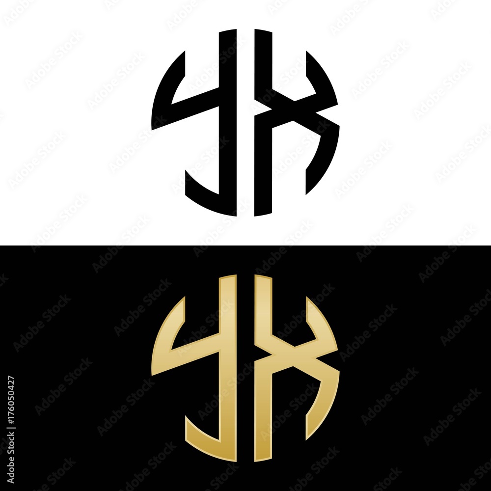 yx initial logo circle shape vector black and gold Stock Vector | Adobe ...
