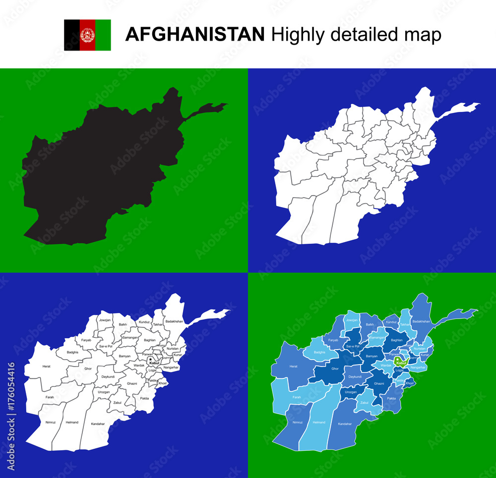Afghanistan - vector highly detailed political map with regions ...