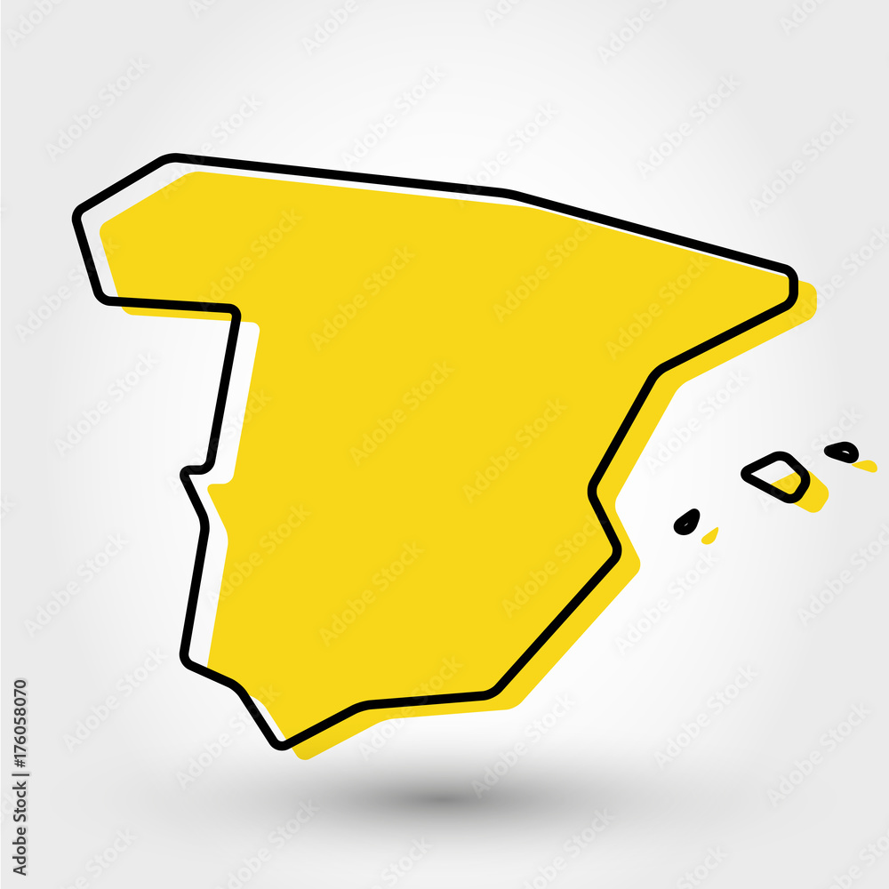 yellow outline map of Spain Stock Vector | Adobe Stock