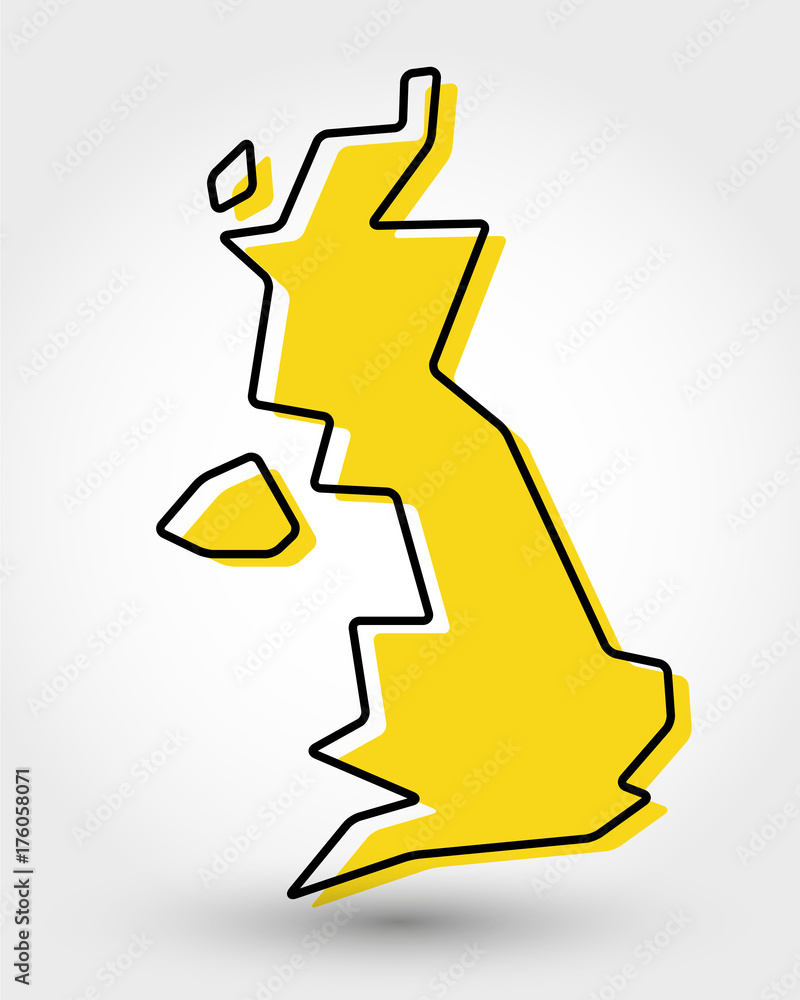 yellow outline map of UK Stock Vector | Adobe Stock