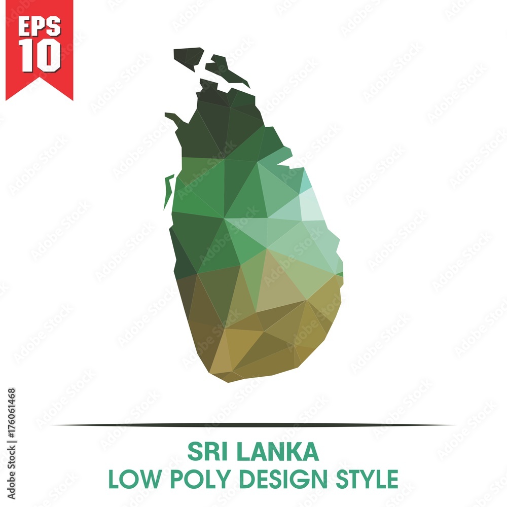 sri lanka map on low poly color palette Stock Vector | Adobe Stock